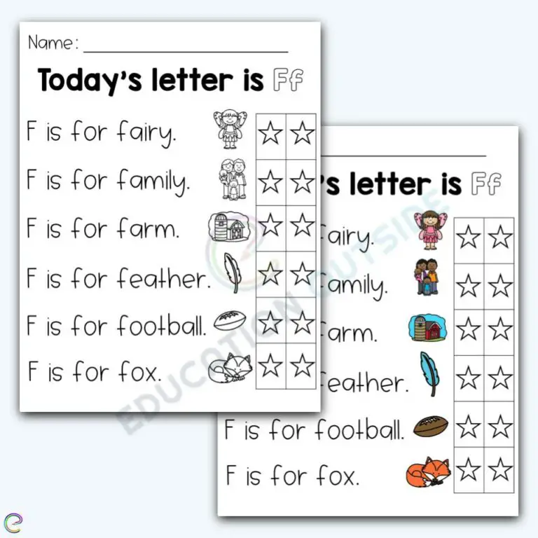 Letter F - Basic Sentences Worksheet