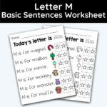 Letter M - Basic Sentences Worksheet