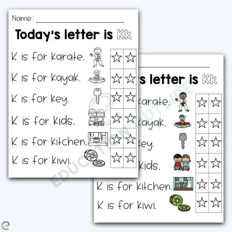 Letter K - Basic Sentences Worksheet