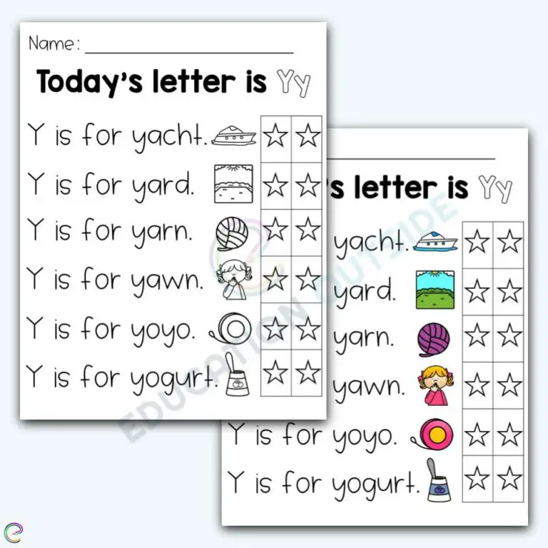 Letter Y - Basic Sentences Worksheet