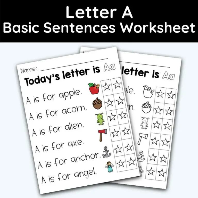 Letter A - Basic Sentences Worksheet