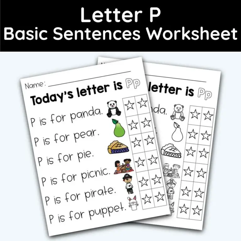 Letter P - Basic Sentences Worksheet