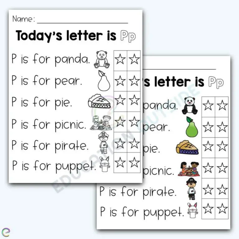 Letter P - Basic Sentences Worksheet