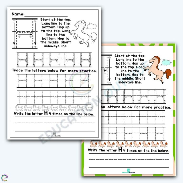 Capital Letter H - Tracing Worksheet