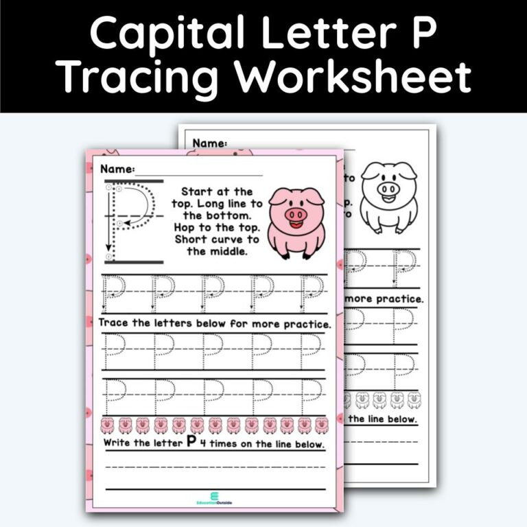 Capital Letter P - Tracing Worksheet