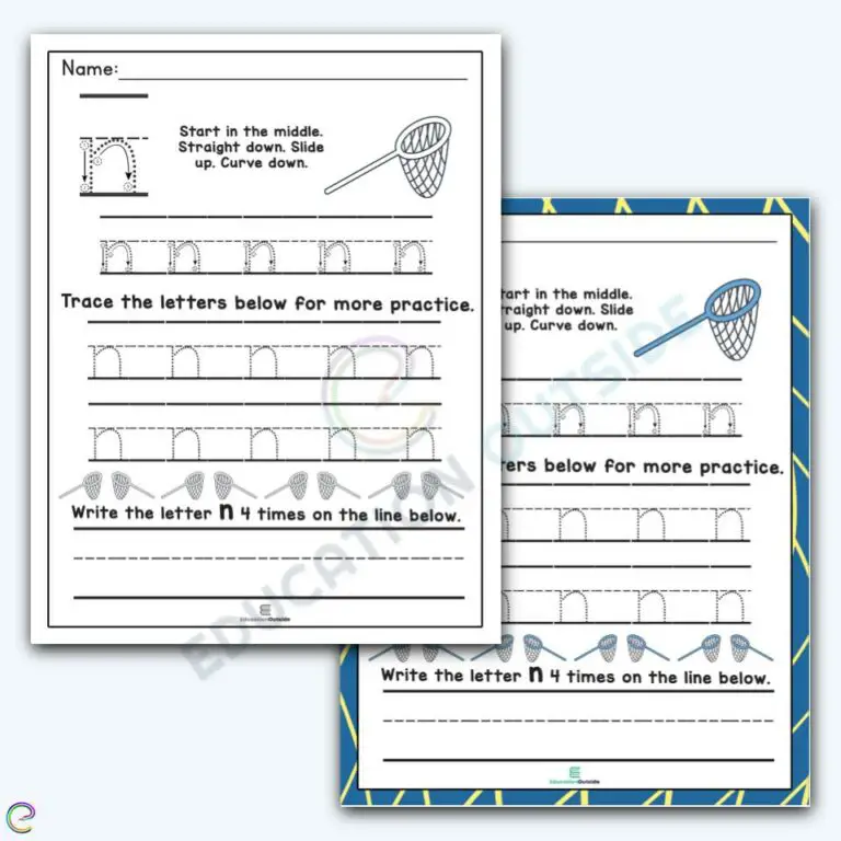 Lowercase Letter n - Tracing Worksheet
