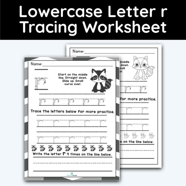 Lowercase Letter r - Tracing Worksheet