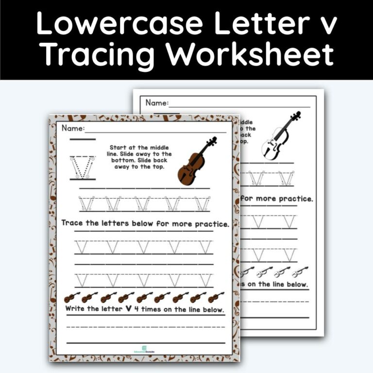 Lowercase Letter v - Tracing Worksheet