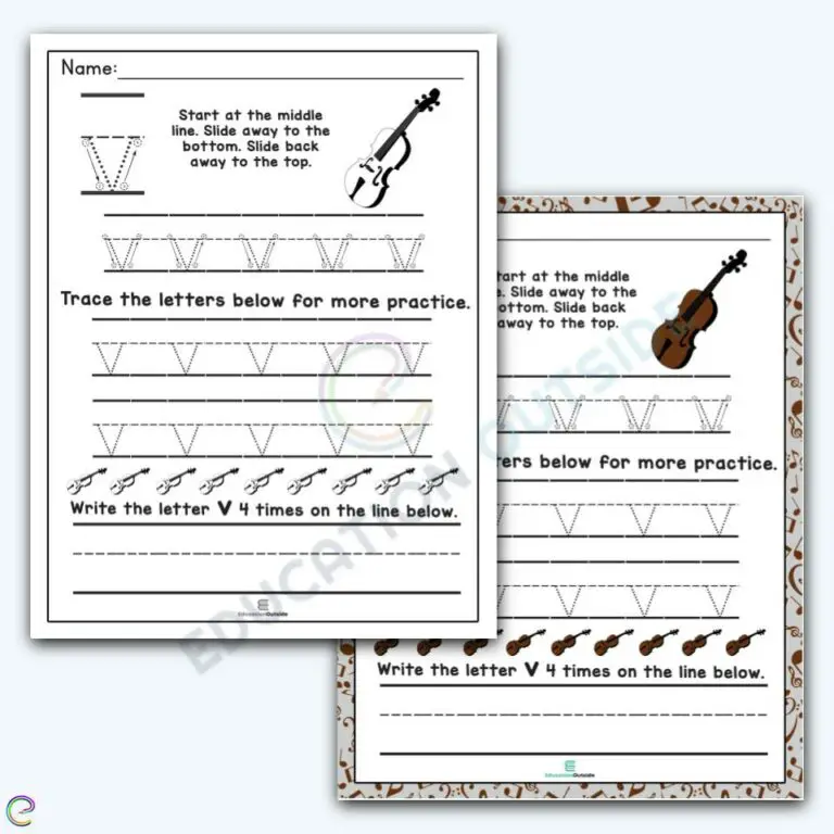 Lowercase Letter v - Tracing Worksheet