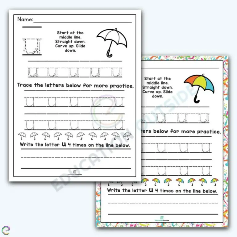 Lowercase Letter u - Tracing Worksheet