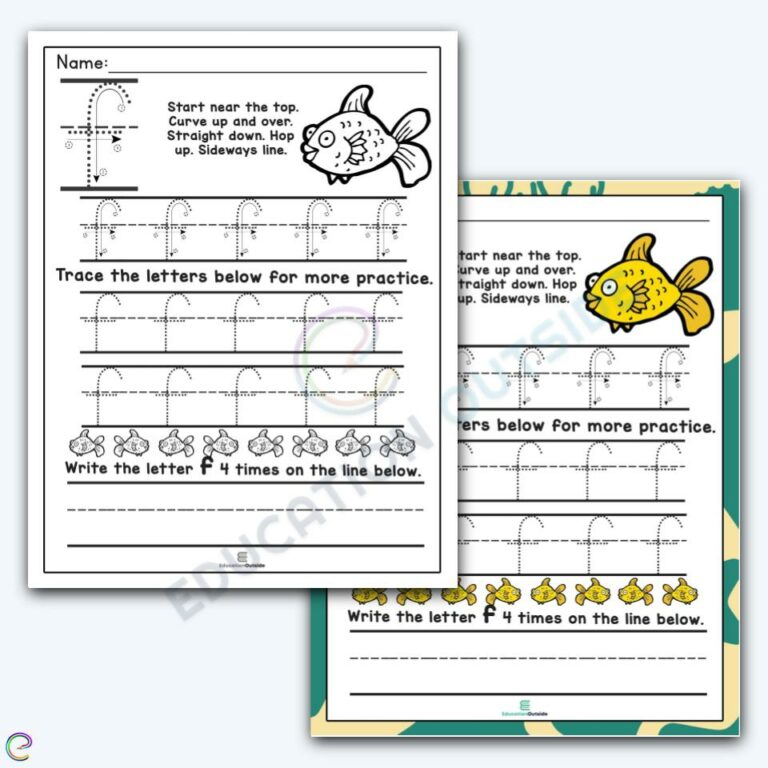 Lowercase Letter f - Tracing Worksheet