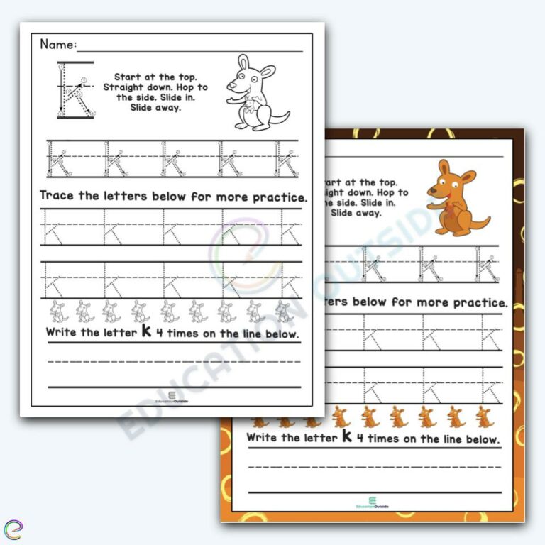 Lowercase Letter k - Tracing Worksheet