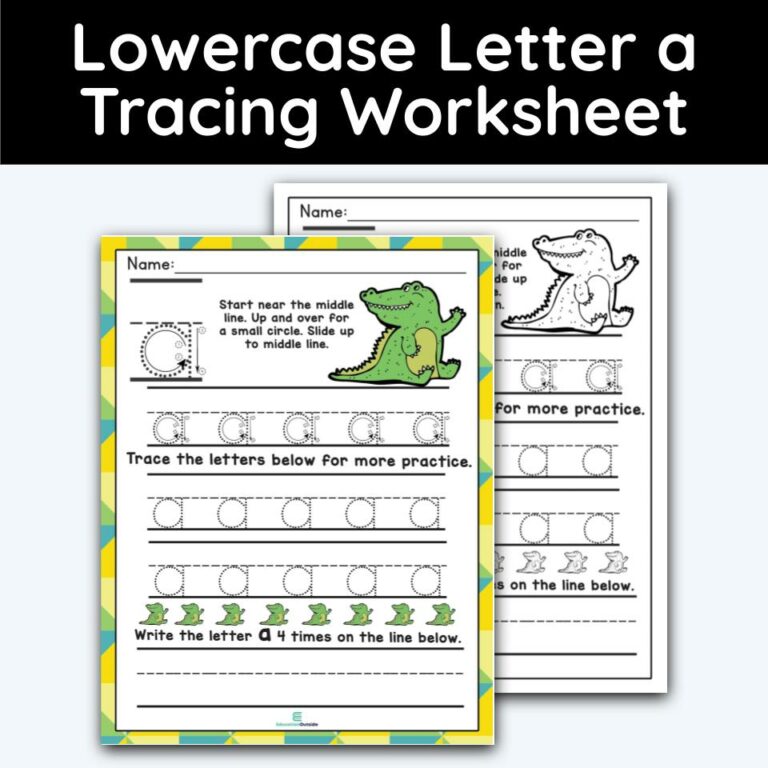 Lowercase Letter a - Tracing Worksheet
