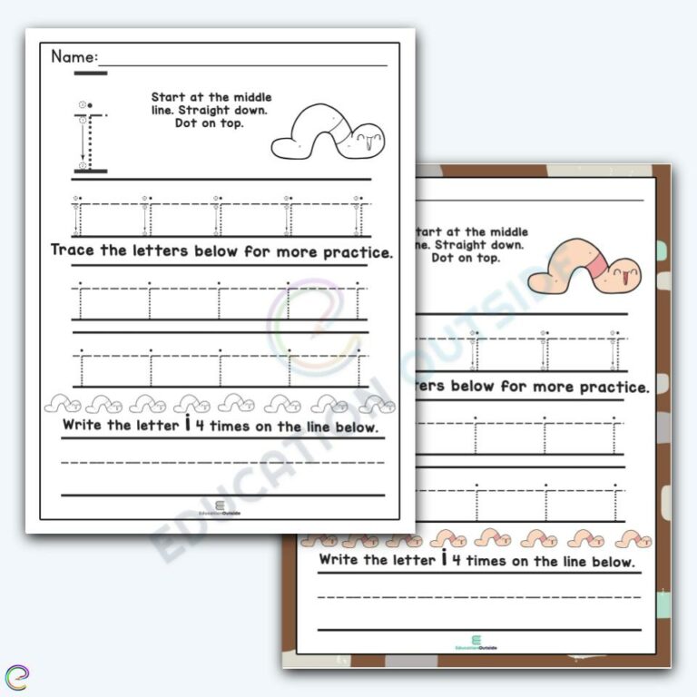 Lowercase Letter i - Tracing Worksheet