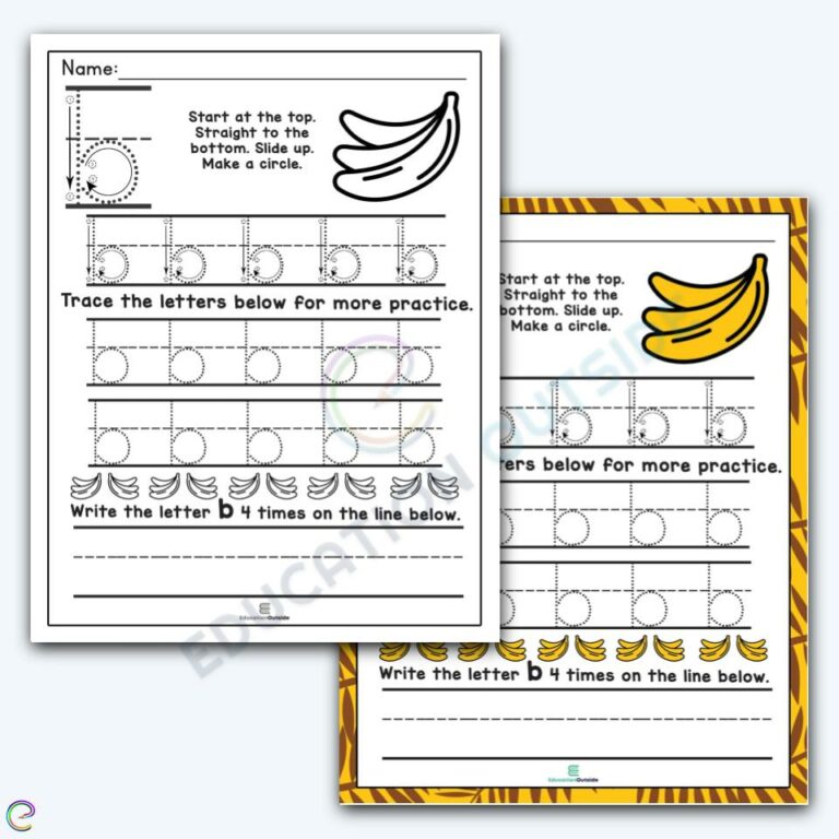 Lowercase Letter b - Tracing Worksheet