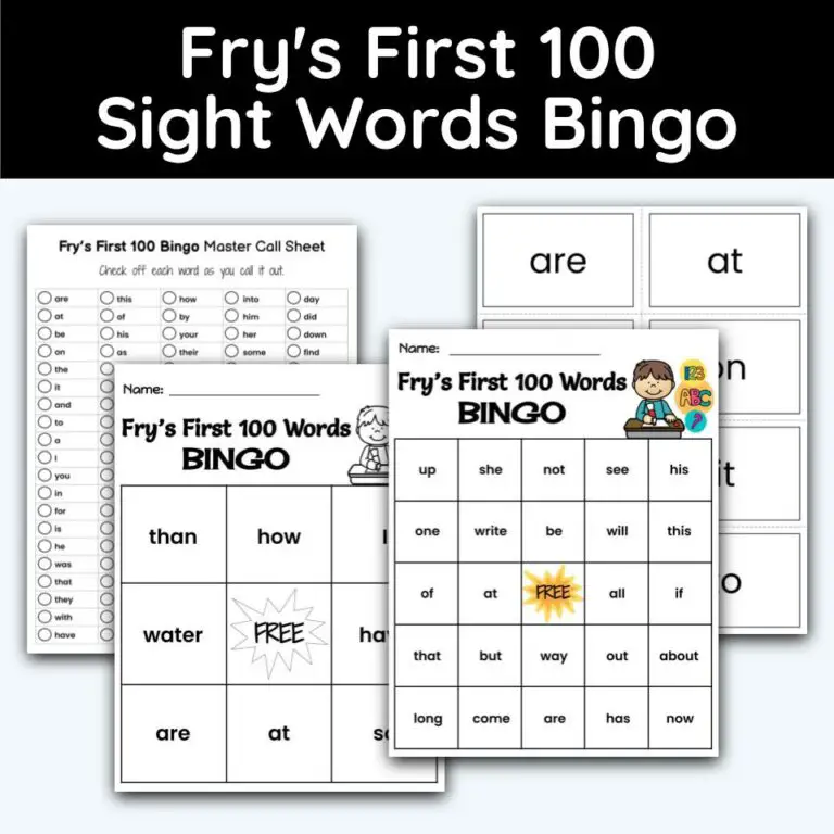 Fry's First 100 Sight Words Bingo - 8 and 24 Square Grids Included!