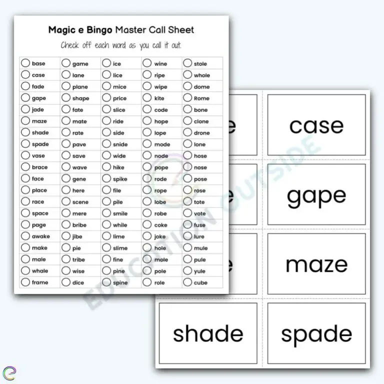 Magic e Bingo - 8 and 24 Square Grids Included!