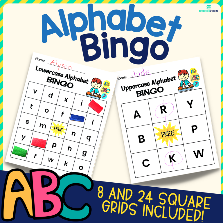 Alphabet Bingo - 8 and 24 Square Grids Included!