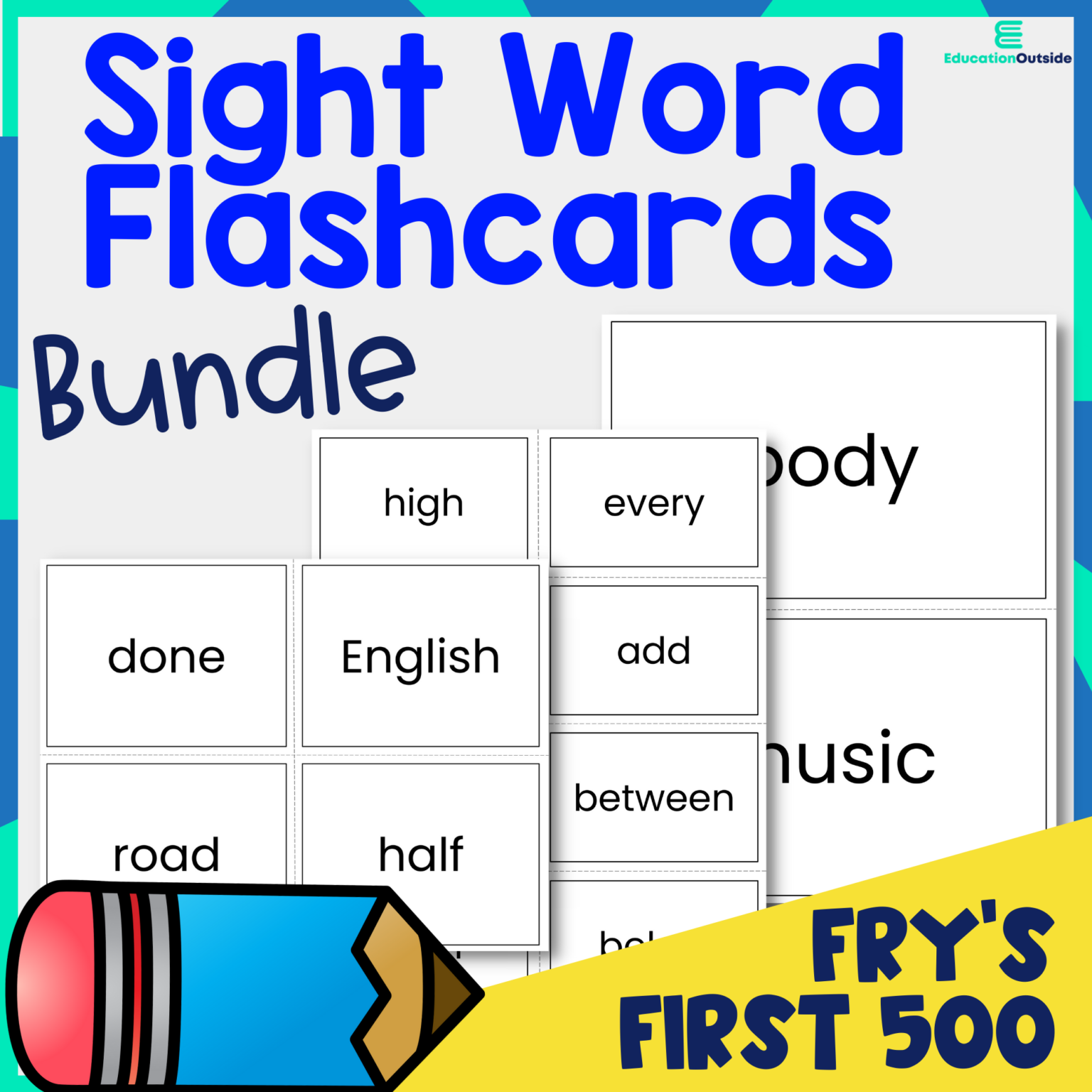 Fry's First 500 Sight Words Flashcard Packet (1-500) - 3 Sizes!