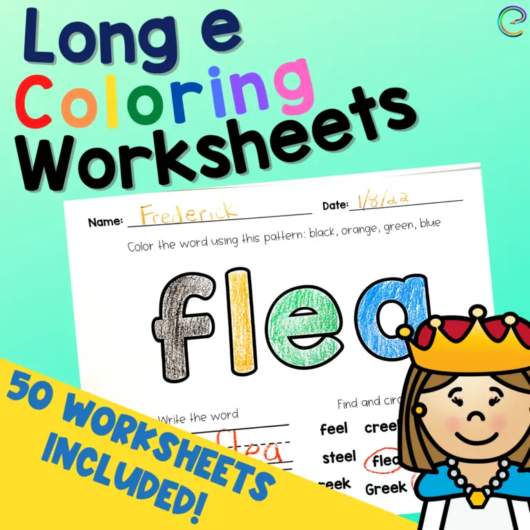 Long e Coloring Worksheets - 50 Worksheets Included!
