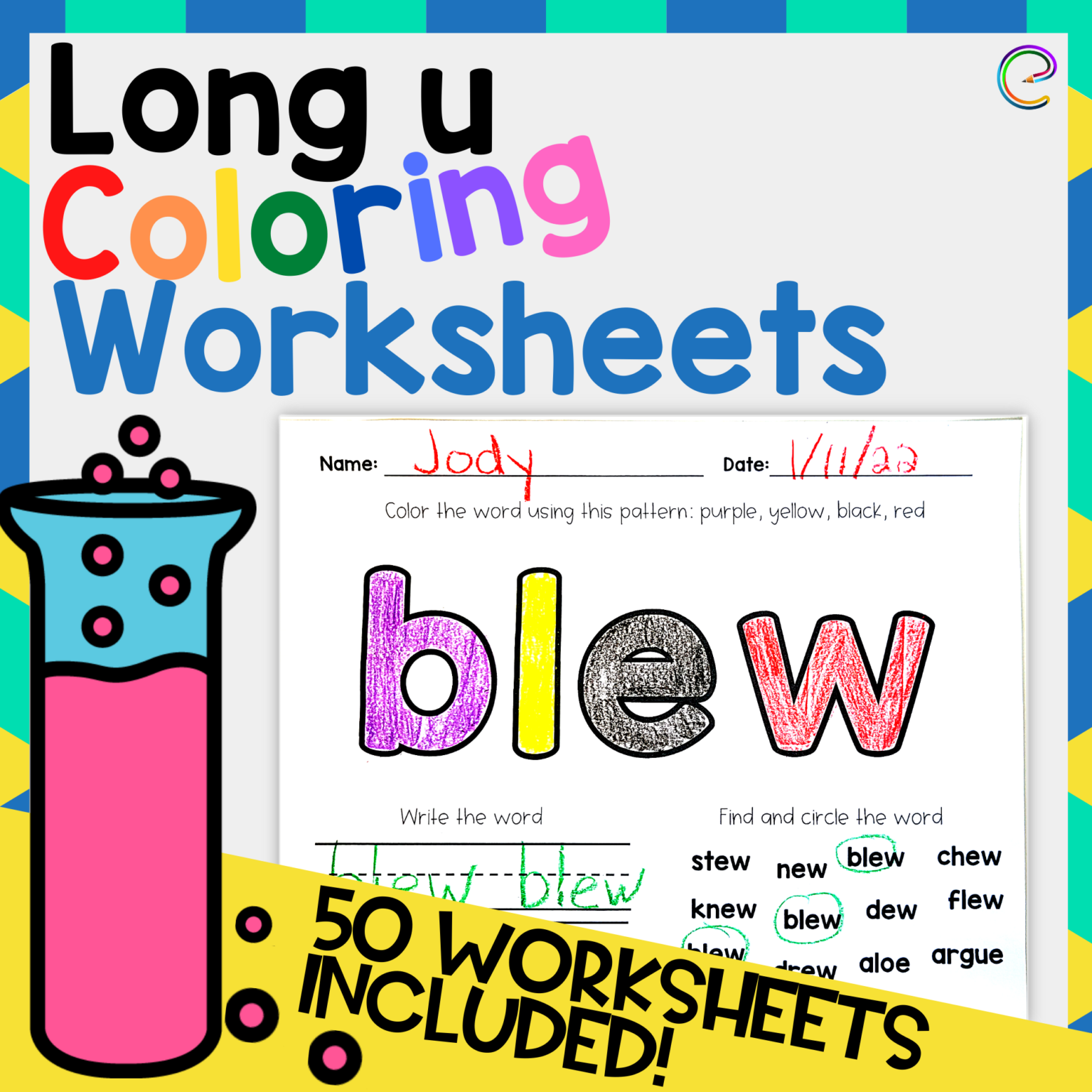 Long u Coloring Worksheets - 50 Worksheets Included!
