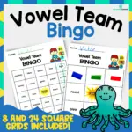 Vowel Team Bingo - 8 and 24 Square Grids Included!