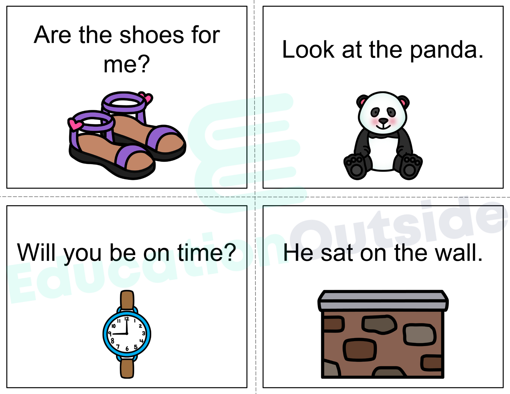 Fry's First 100 Sight Word Sentence Flashcards - 3 Sizes!