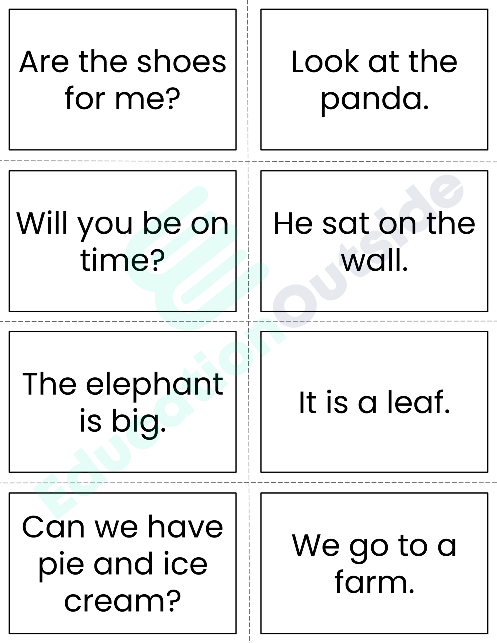 Fry's First 100 Sight Word Sentence Flashcards - 3 Sizes!