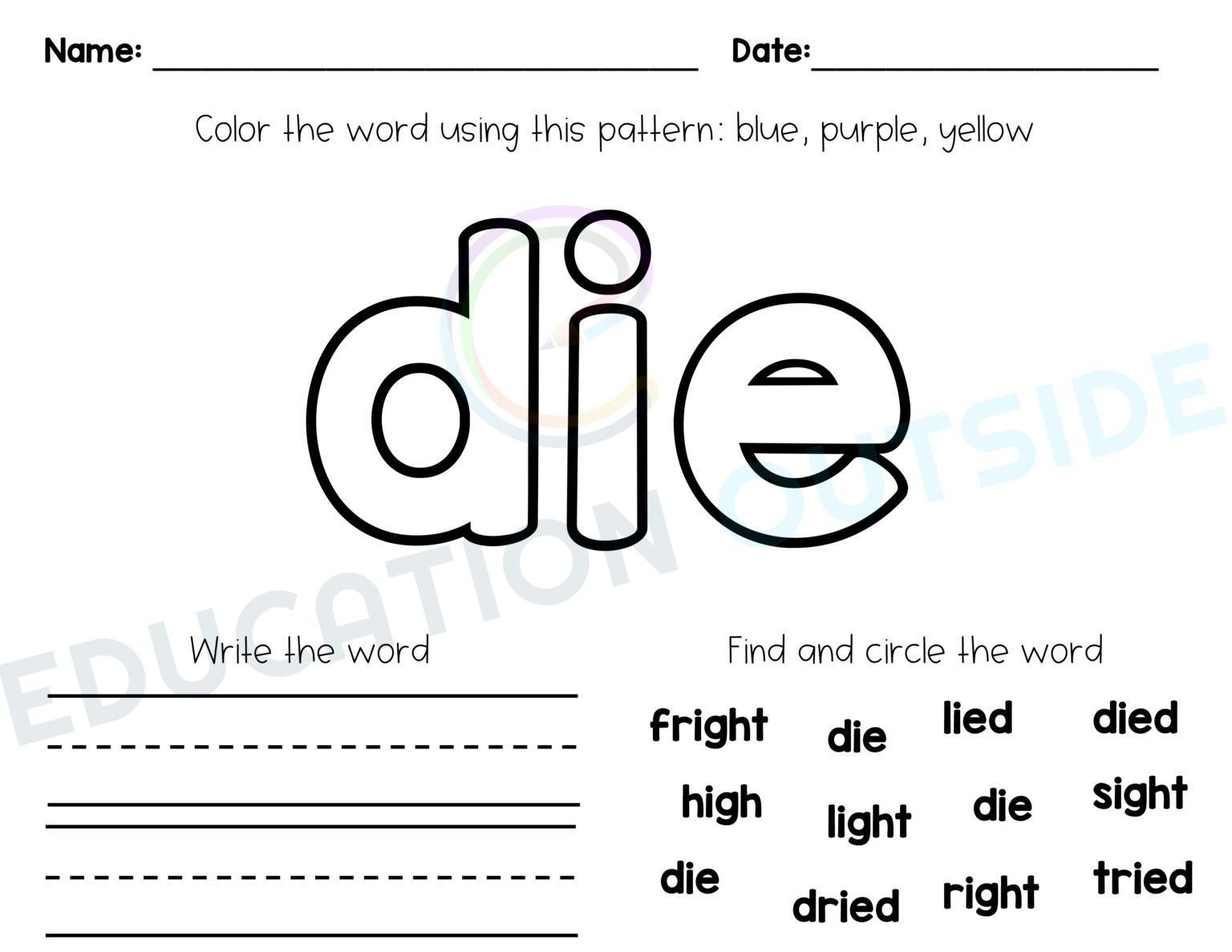 Long i Coloring Worksheets - 50 Worksheets Included!