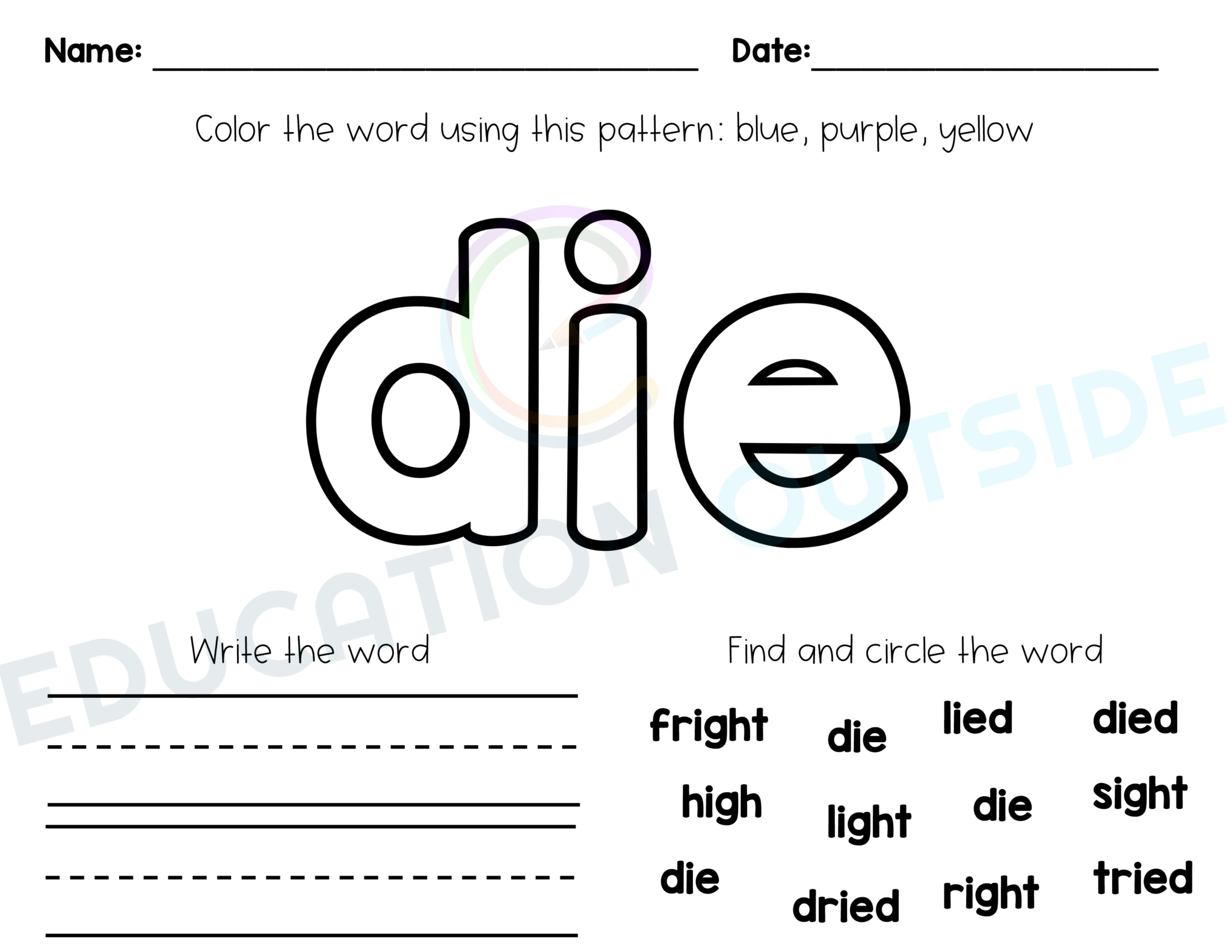 Long i Coloring Worksheets - 50 Worksheets Included!