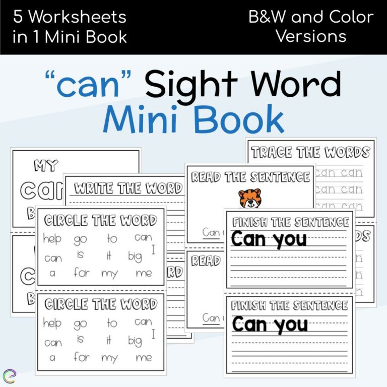 can Sight Word Mini Book