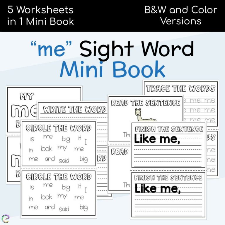 me Sight Word Mini Book
