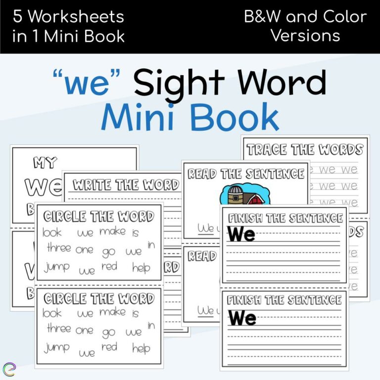 we Sight Word Mini Book