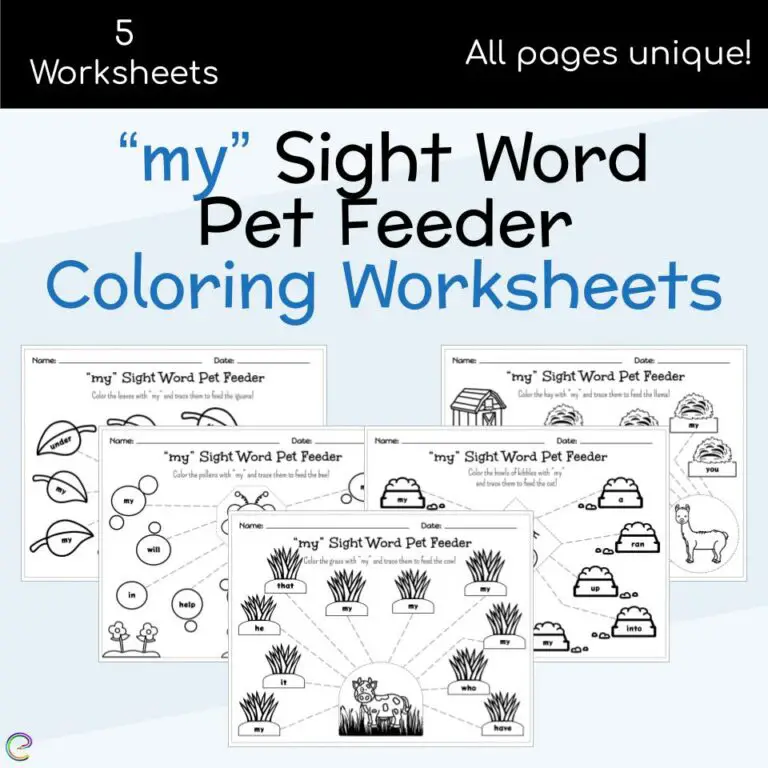 my Sight Word Pet Feeder Coloring Page