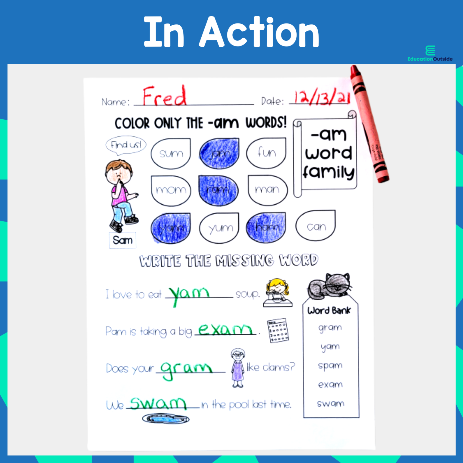 Short a Word Family Worksheets - 10 Worksheets Included!