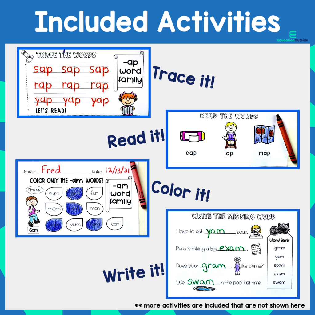 Short a Word Family Worksheets - 10 Worksheets Included!