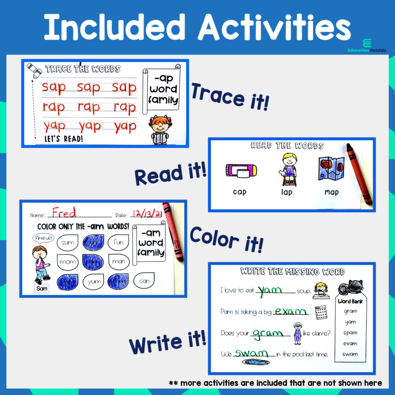 Short a Word Family Worksheets - 10 Worksheets Included!