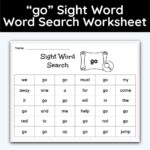 go Sight Word Single Word Search Worksheet