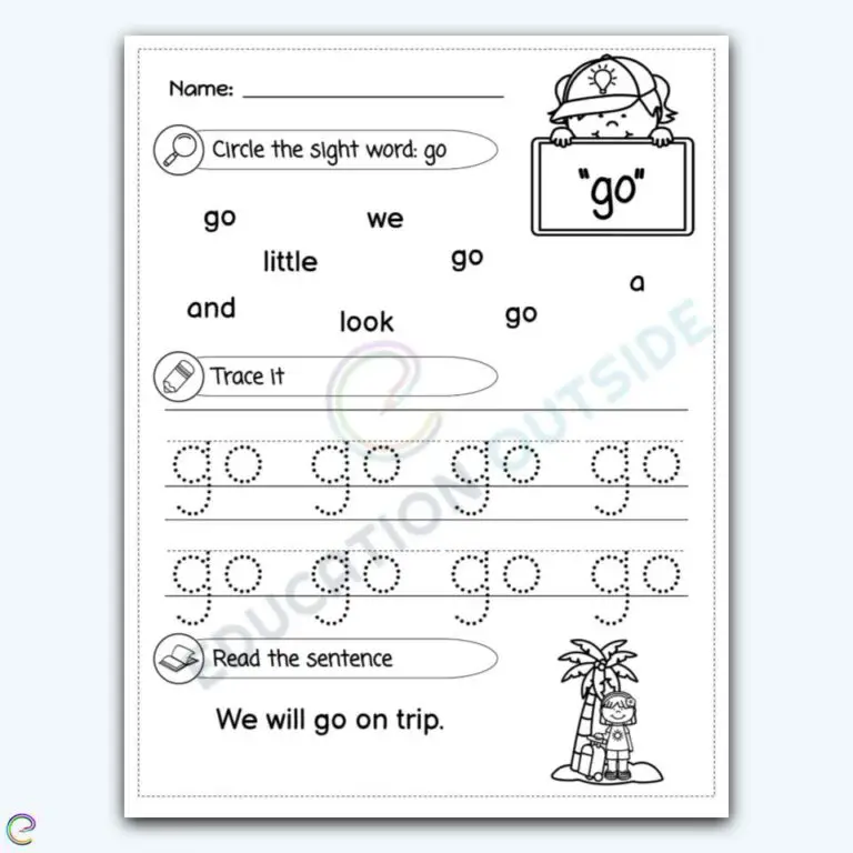 go Sight Word Find, Trace, and Read Activity Page