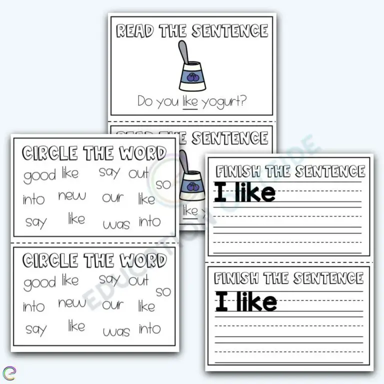 like Sight Word Mini Book