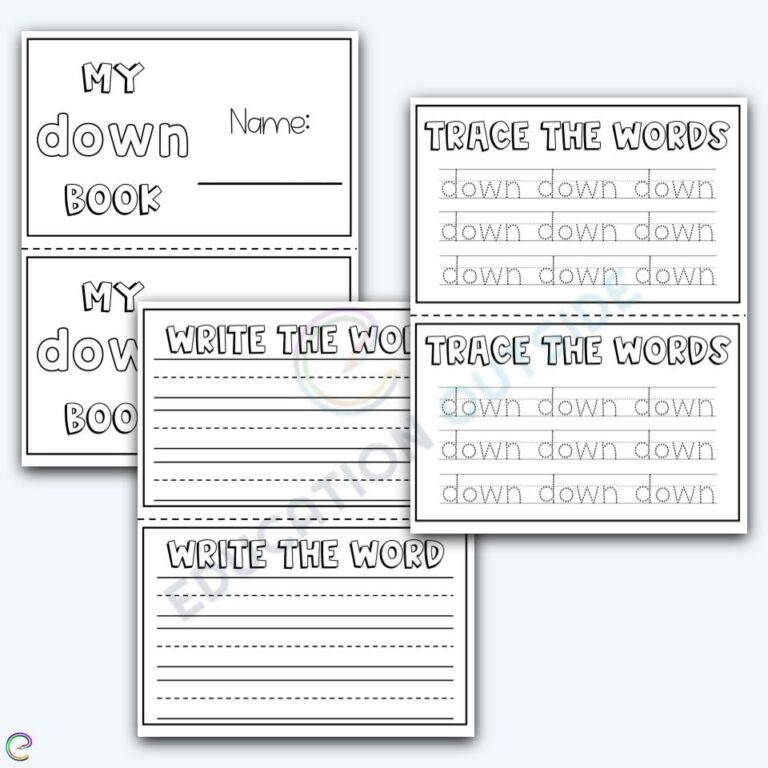 down Sight Word Mini Book