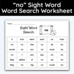 no Sight Word Single Word Search Worksheet