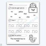 no Sight Word Find, Trace, and Read Activity Page