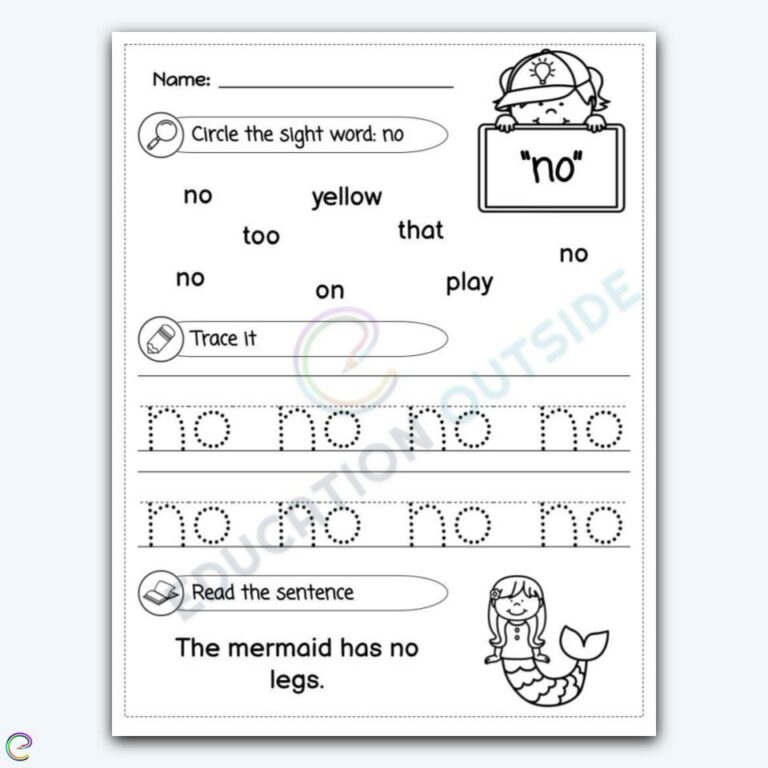 no Sight Word Find, Trace, and Read Activity Page