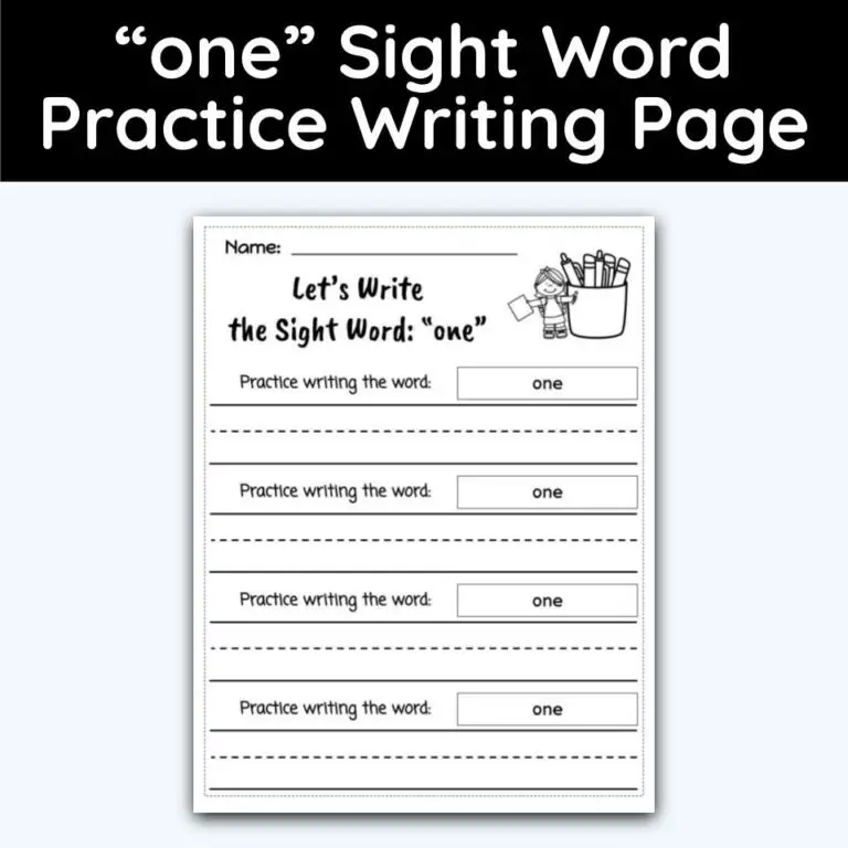 one Sight Word Practice Writing The Word Activity Page