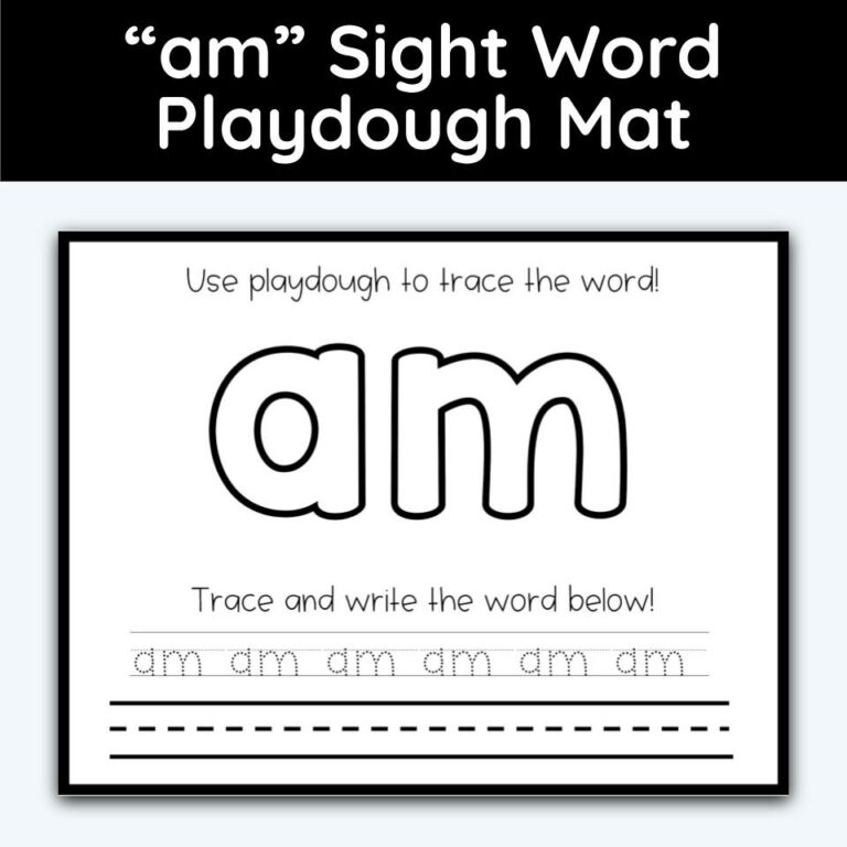 am Sight Word Playdough Mat