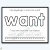 want Sight Word Playdough Mat