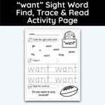 want Sight Word Find, Trace, and Read Activity Page