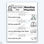 the Sight Word 4 Sentence Reading Practice Worksheet