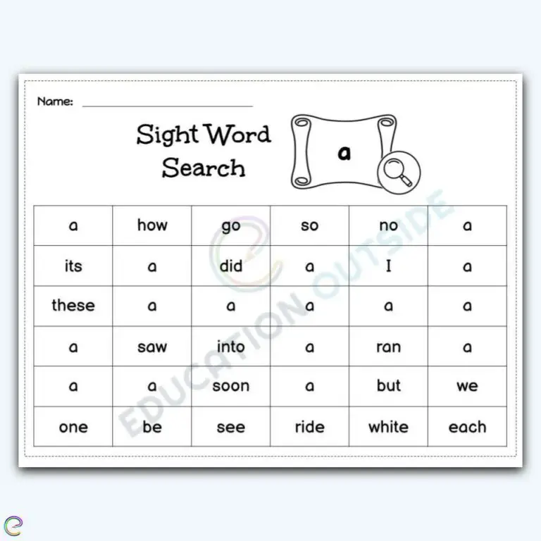 a Sight Word Single Word Search Worksheet